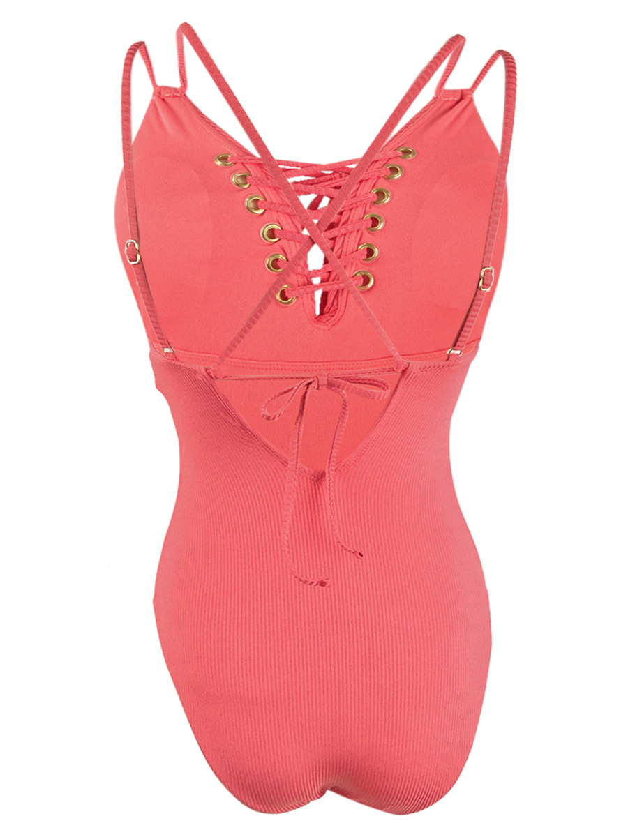 Hula Honey Womens Lace Up One Piece Swimsuit M Red Ebay