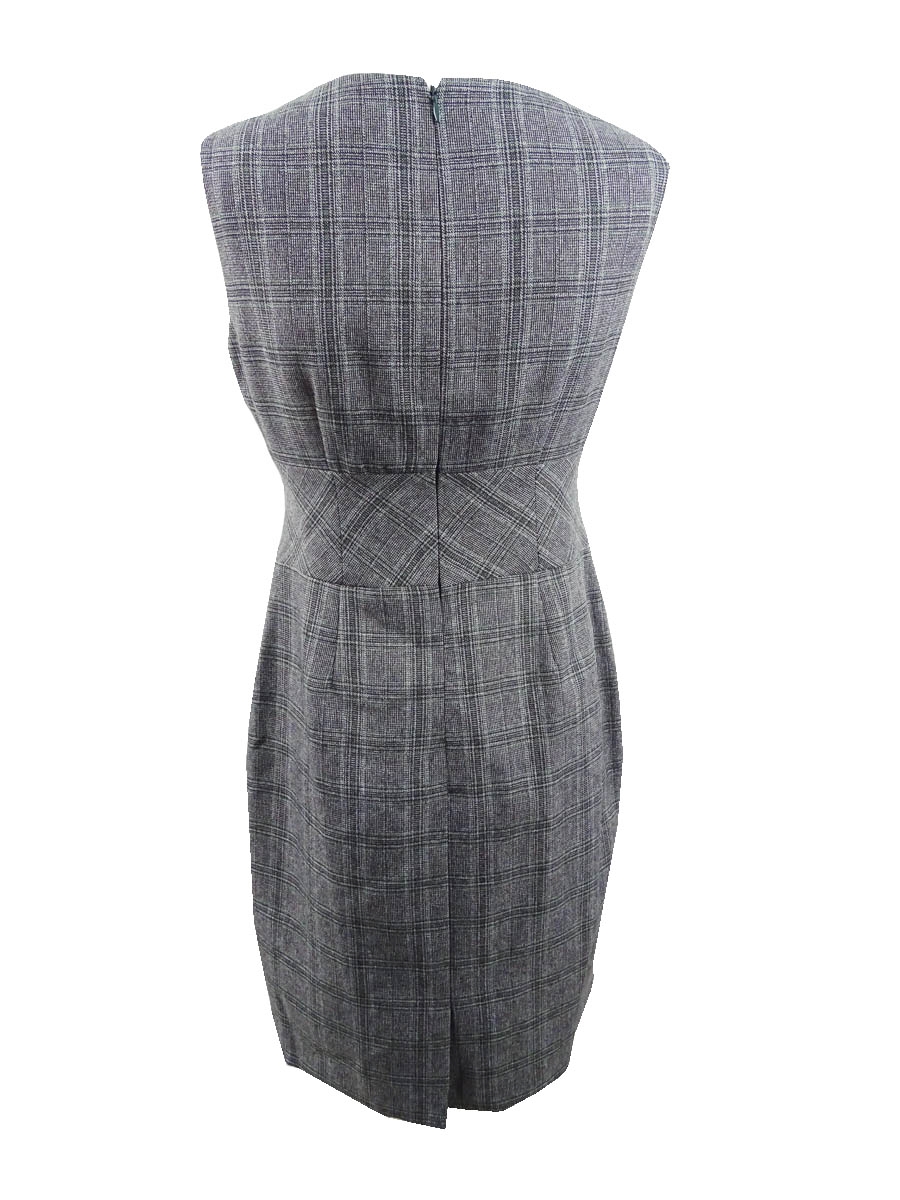 Kasper Womens Gray Plaid Sleeveless Office Wear to Work Dress 10 BHFO ...
