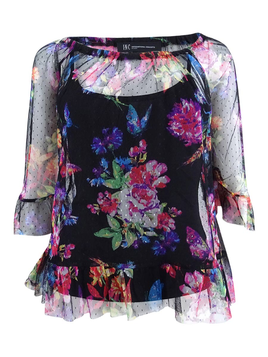 INC International Concepts Women's Floral-Print Illusion Top | eBay