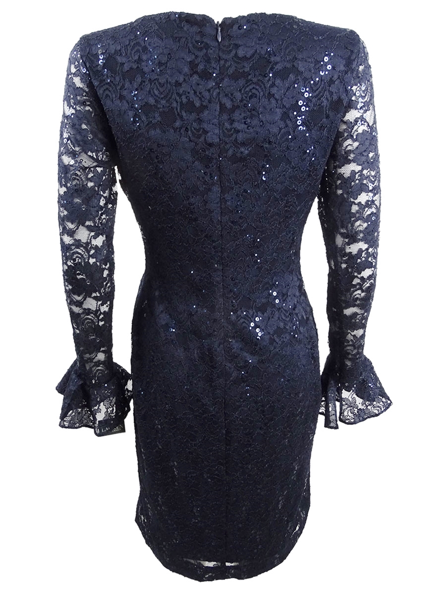 Lauren by Ralph Lauren Women's Sequined Lace Ruffle-Sleeve Dress | eBay
