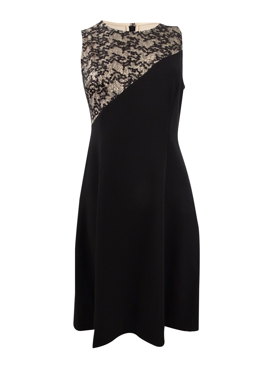 DKNY Womens Black Sleeveless Knee Length Fit Flare Evening Dress Size 2 ...