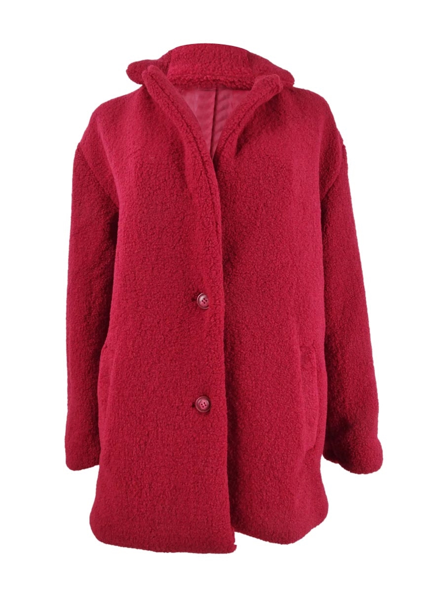 Collection B Jacket Faux Fur Notched Collar Coat Womens Black Sz L 910 ...