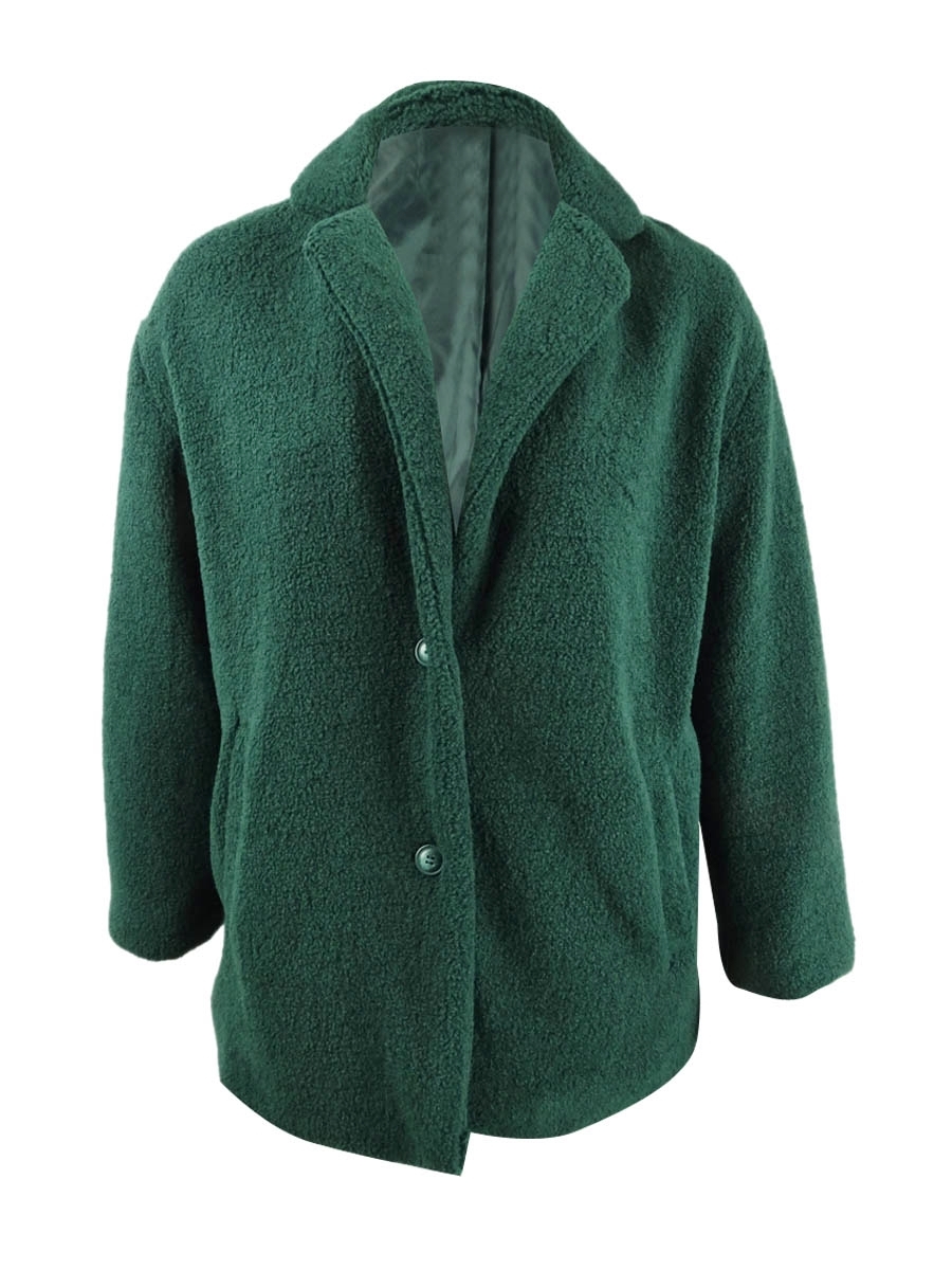 Collection B Jacket Faux Fur Notched Collar Coat Womens Black Sz L 910 ...